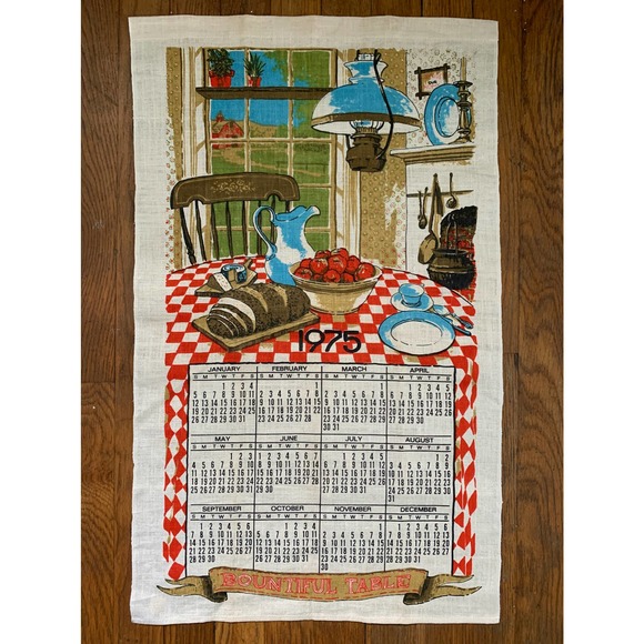 no brand | Kitchen | Vintage Kitchen Towel Calendar 975 Bountiful Table ...